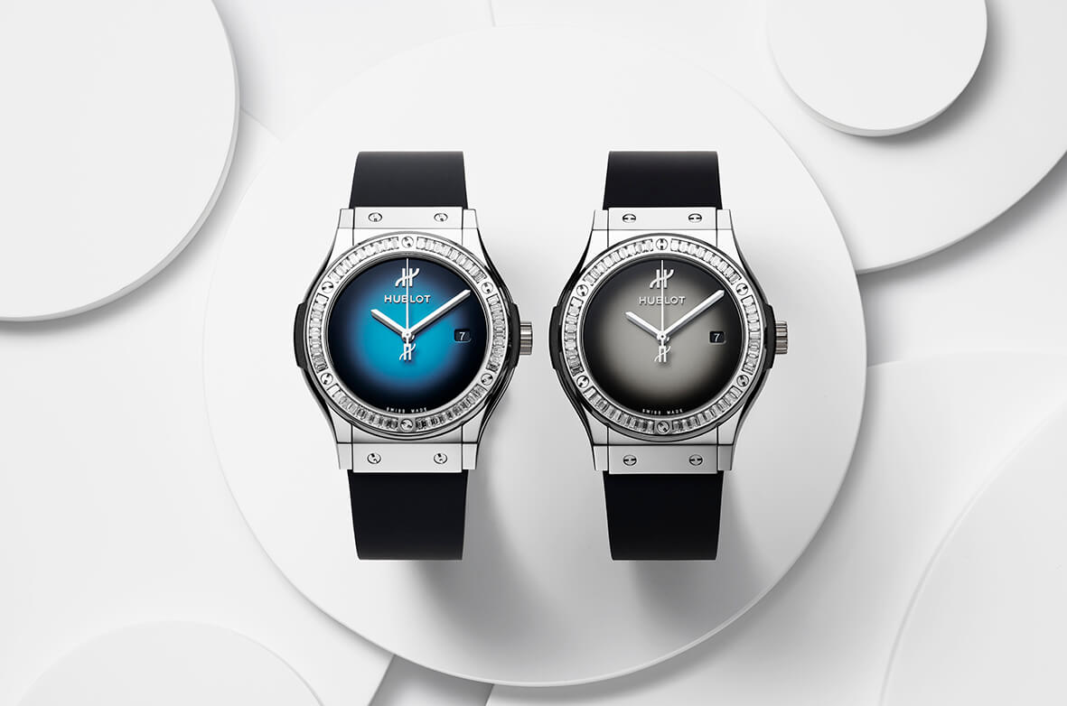 【ウブロ】クラシック・フュージョン ホワイトゴールド ブルーグラデーション バゲット（Ref. 542.WX.5170.RX.1904.MYOS）& クラシック・フュージョン ホワイトゴールド ...