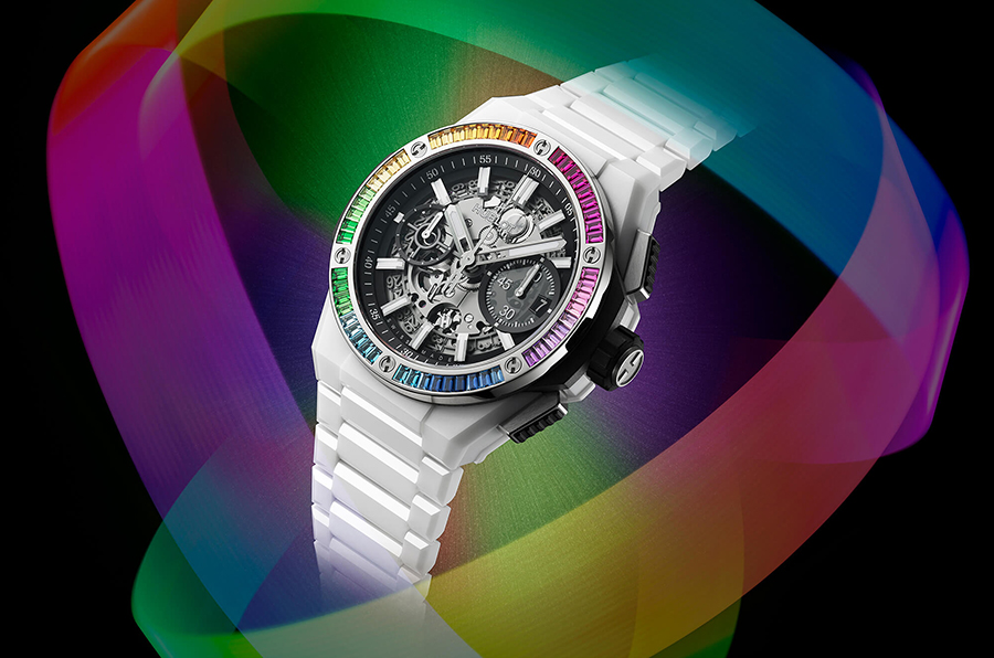 【ウブロ】ビッグ・バン インテグレーテッド ホワイトセラミック バゲットレインボー（Ref. 451.HX.1120.HX.4099.YOS ...